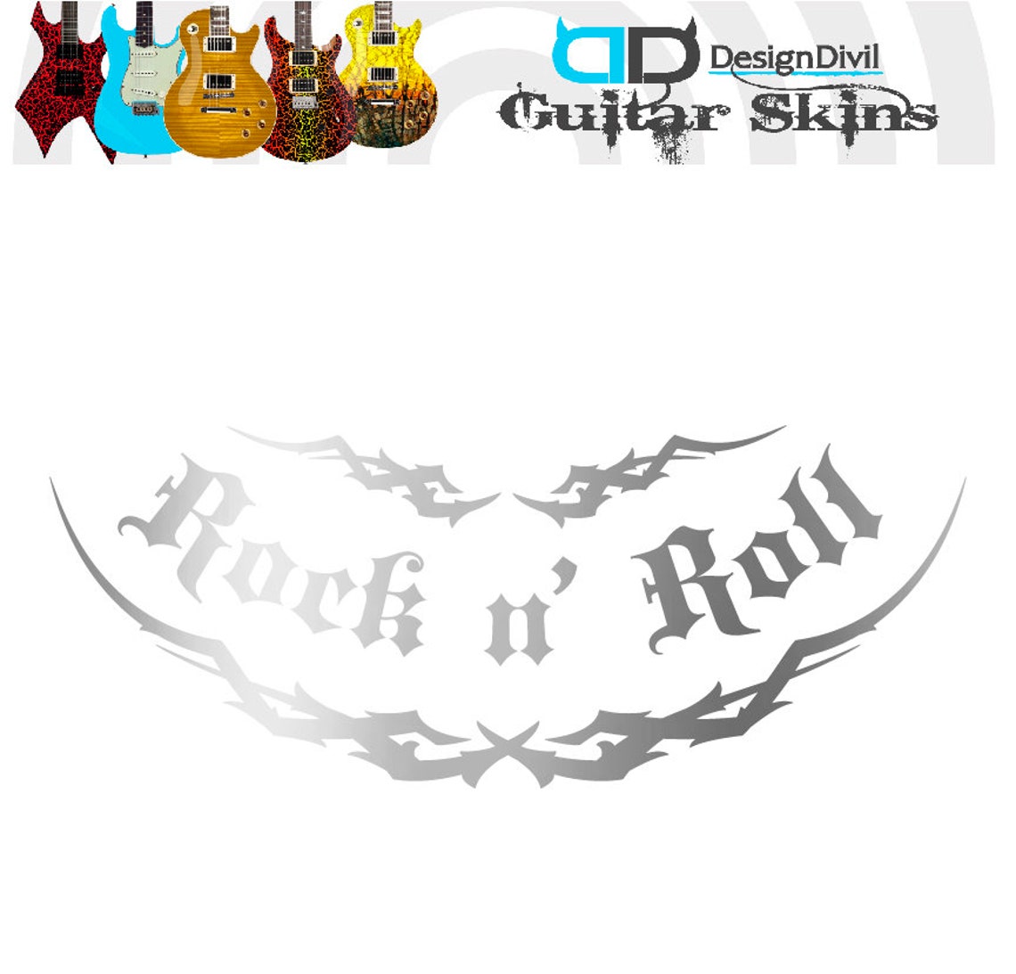 Custom Guitar Rock N Roll Decal Sticker Fits Guitars & Basses, 8 Colour ...