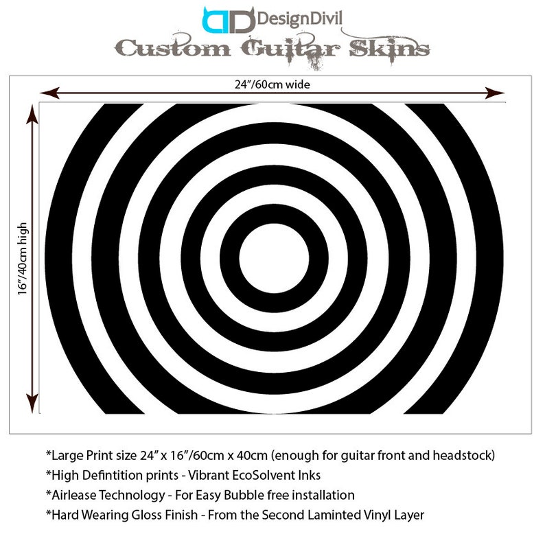 Bullseye Guitar Laminated Skin Wrap Vinyl Decal Stickers Guitar/bass ...