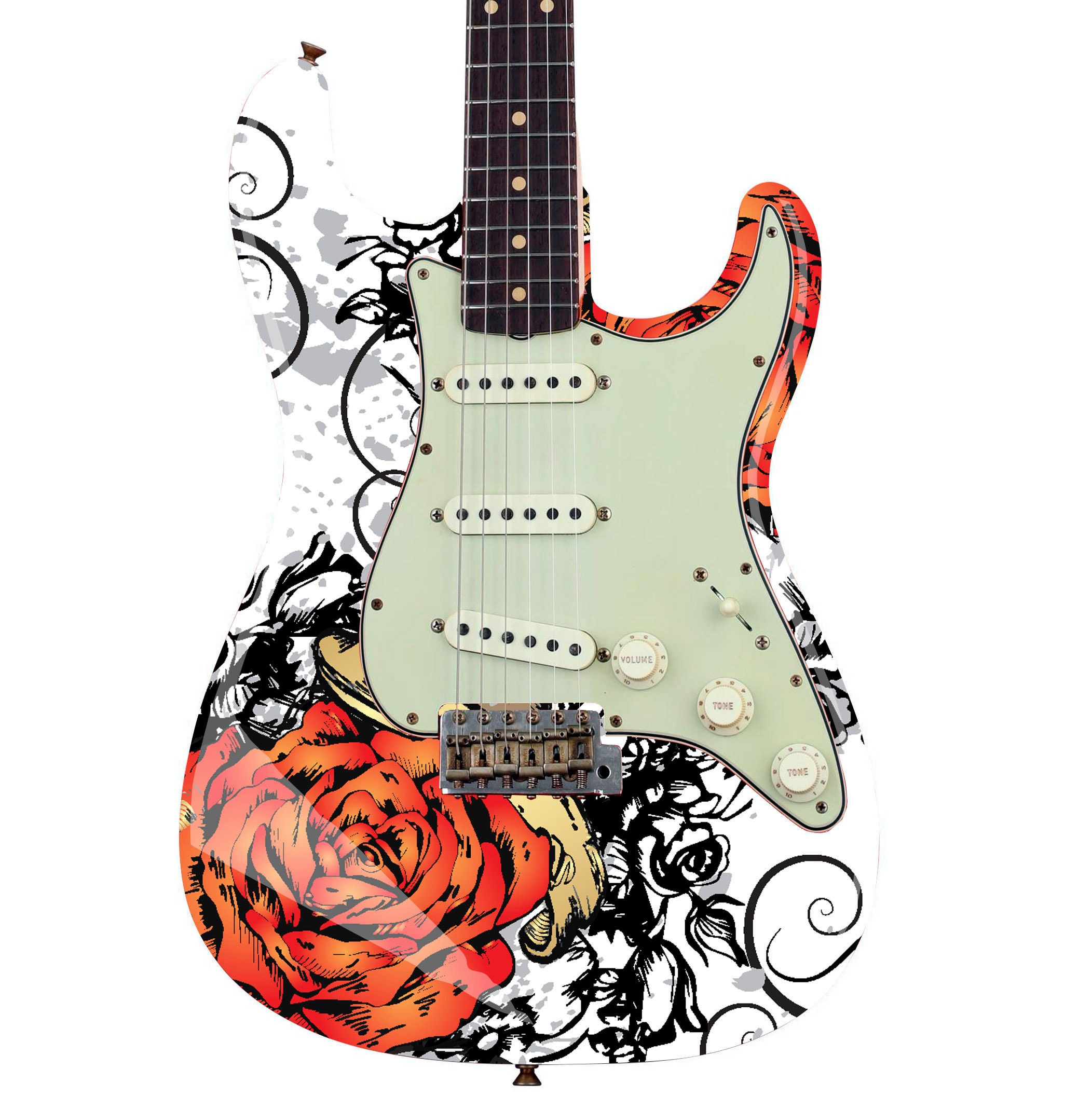 Guitar Skin Wrap Laminated Vinyl Sticker Decal for Any Guitar Rose ...