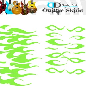Custom Guitar Hod Rod Flame Sticker Decals Fits All Guitars & Basses, 8 ...