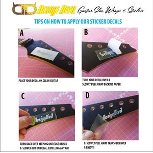 Custom Guitar Headstock Vintage Style Sticker Decals Colour Options ...