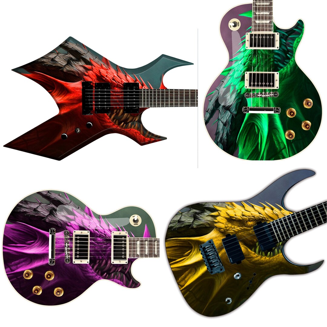 The Dragons Guitar Skin Wrap Laminated Vinyl Decal Sticker 4 Choices ...