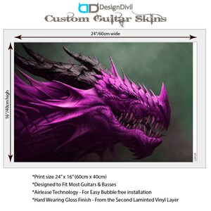 The Dragons Guitar Skin Wrap Laminated Vinyl Decal Sticker 4 Choices ...