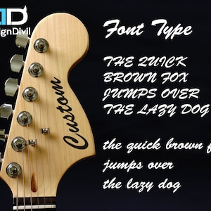 Custom Guitar & Bass Headstock Script Style Sticker Decals 24 Colour ...