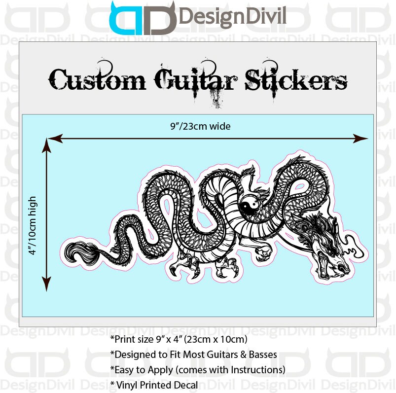 Custom Made Fire Dragon Decal Sticker Fits Guitars & Basses. 3 | Etsy