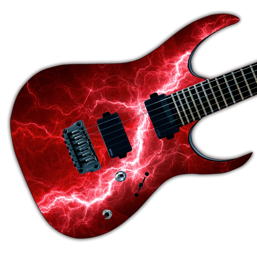 Guitar/bass Skin Wrap Re Skin Vinyl Decal Sticker Blood Red Lightning ...