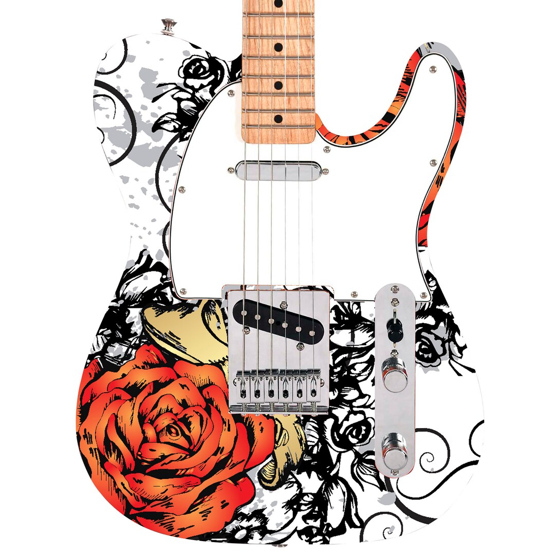 Guitar Skin Wrap Laminated Vinyl Sticker Decal for Any Guitar Rose ...