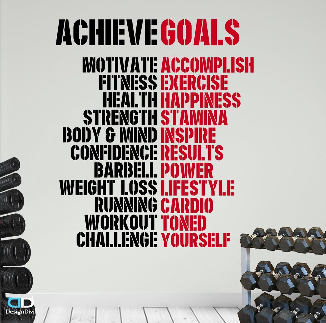 Achieve Goals. Premium Fitness Gym Motivational Wall Art Decal. Gym Art ...