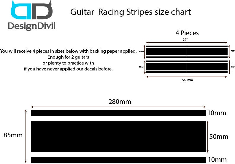Wide Custom Racing Stripe Decal Stickers for Guitars & Basses - Etsy