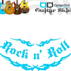 Custom Guitar Rock N Roll Decal Sticker Fits Guitars & Basses, 8 Colour ...