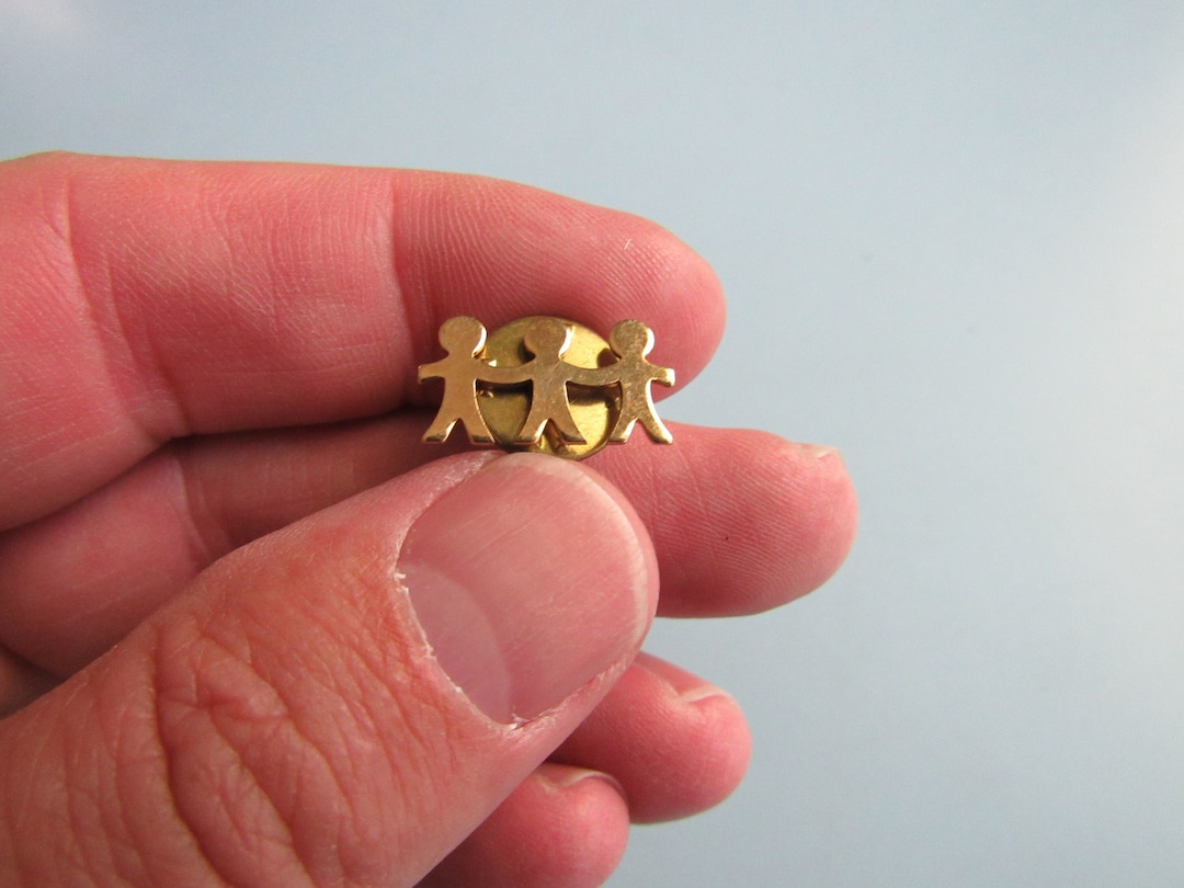 Vintage Gold Tone Children Holding Hands Pin Free Shipping - Etsy