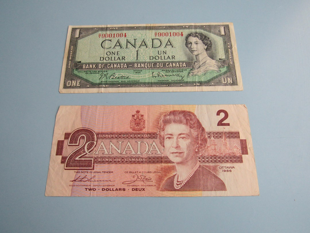 Lot of 2 Vintage Canadian Currency Notes Canada Free Shipping - Etsy