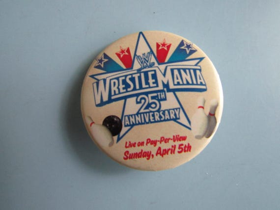 Vintage Wrestlemania 25th Anniversary Pinback Button … - Gem