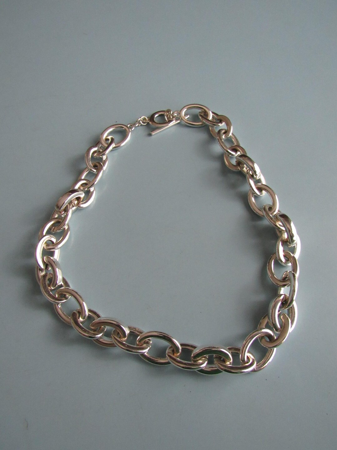 Vintage Chaps Chunky Silver Tone Chain Necklace Free Shipping - Etsy
