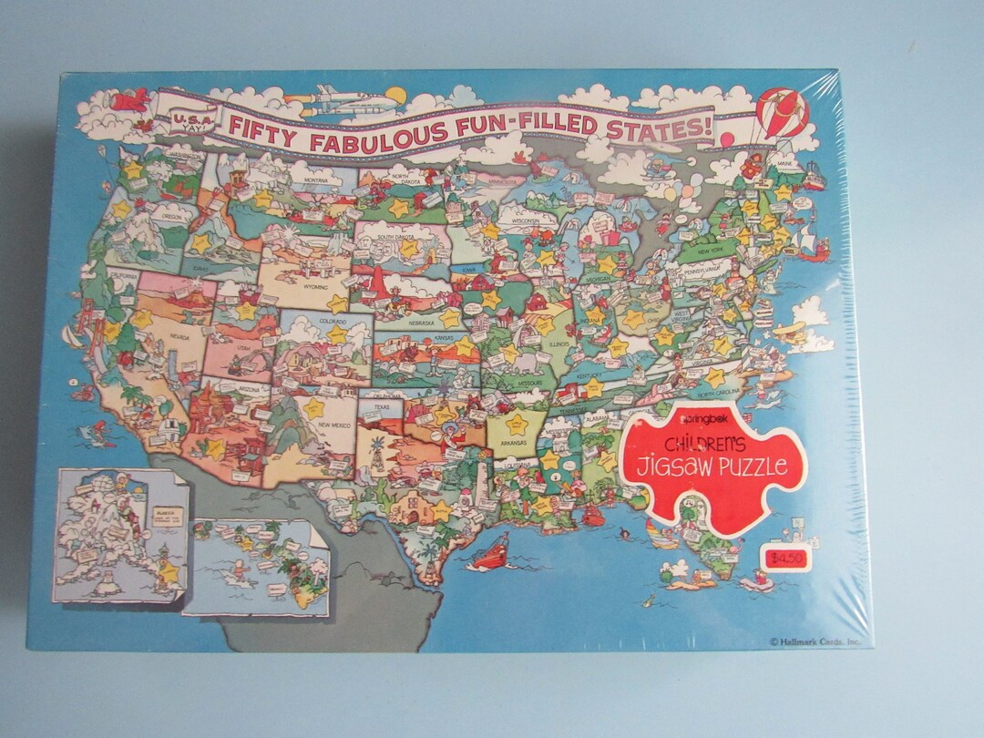 Vintage Springbok Jigsaw Puzzle Fifty Fabulous Fun-filled States 100 ...