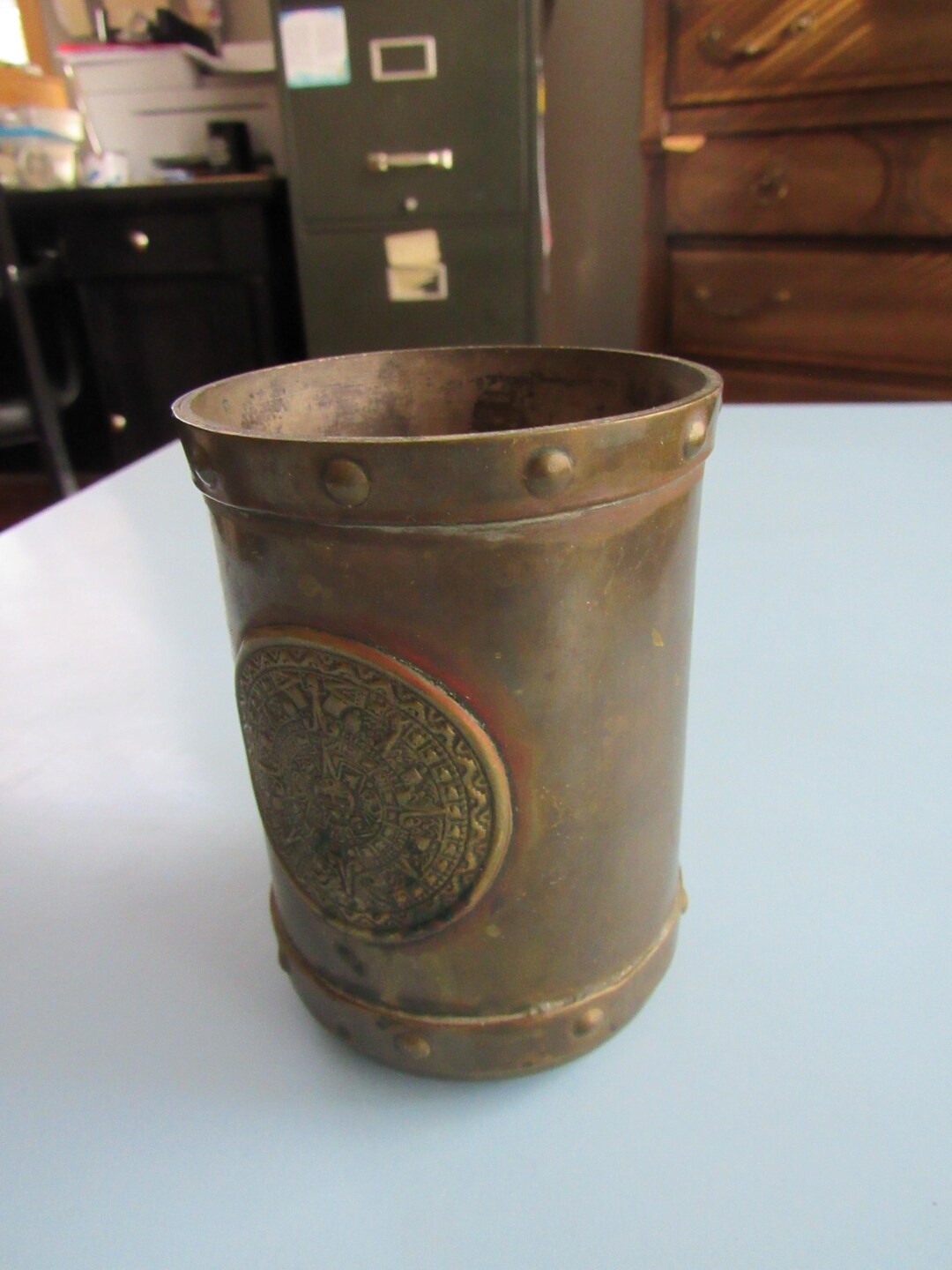 Vintage Copper Brass Mayan Calendar Mug Stein Tankard Free Shipping - Etsy