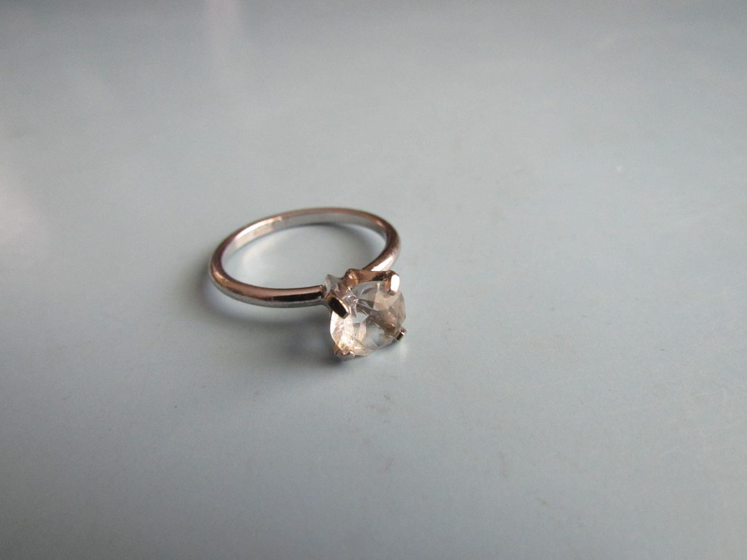 Vintage Uncas Silver Tone Costume Solitaire Ring Size 7 Free Shipping ...