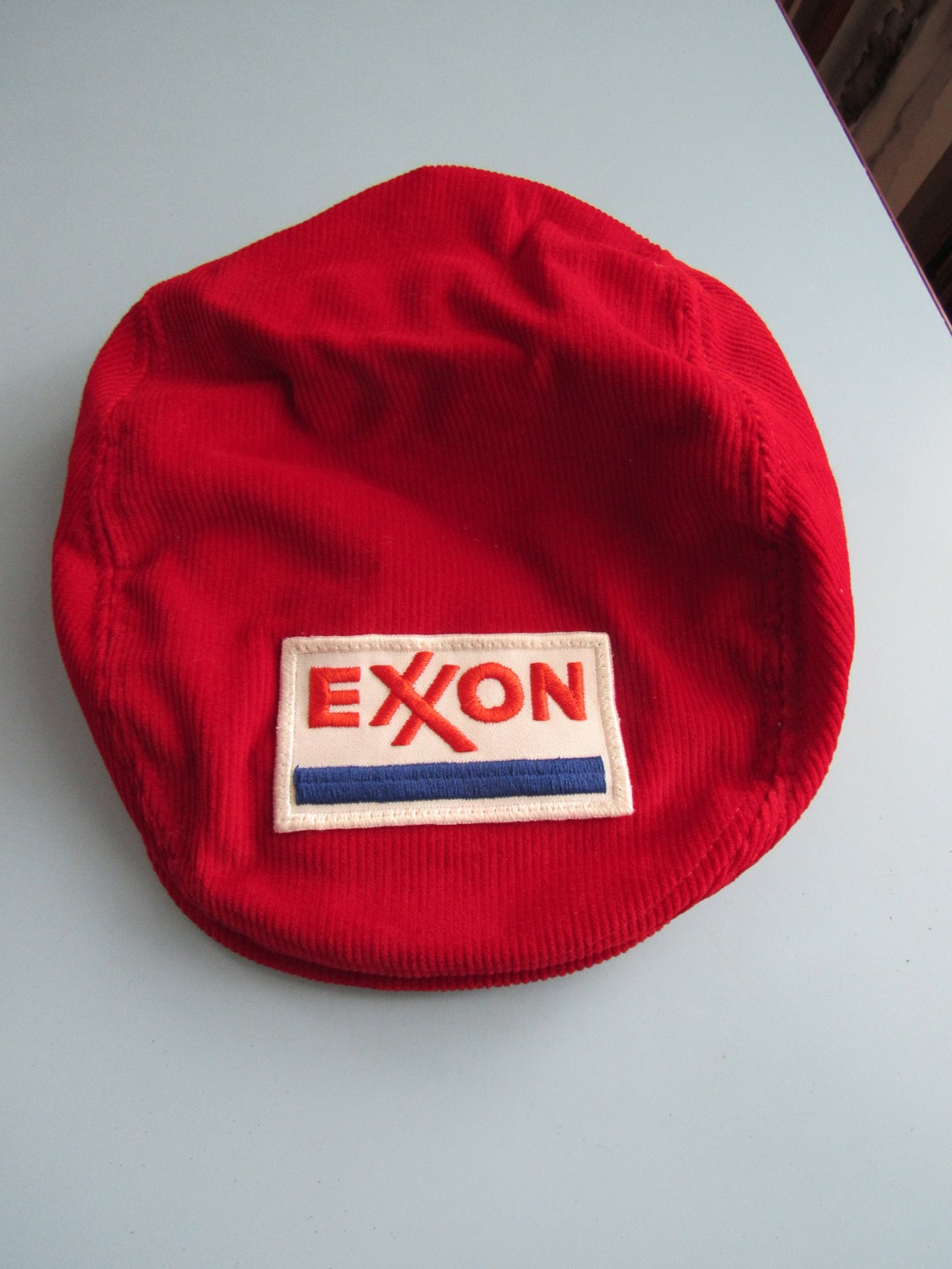 Vintage Red Corduroy Exxon Newsboy Cap Hat Free Shipping - Etsy