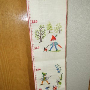 Vintage Gnome Embroidered Baby Wall Hanging Growth Chart Metric Free ...