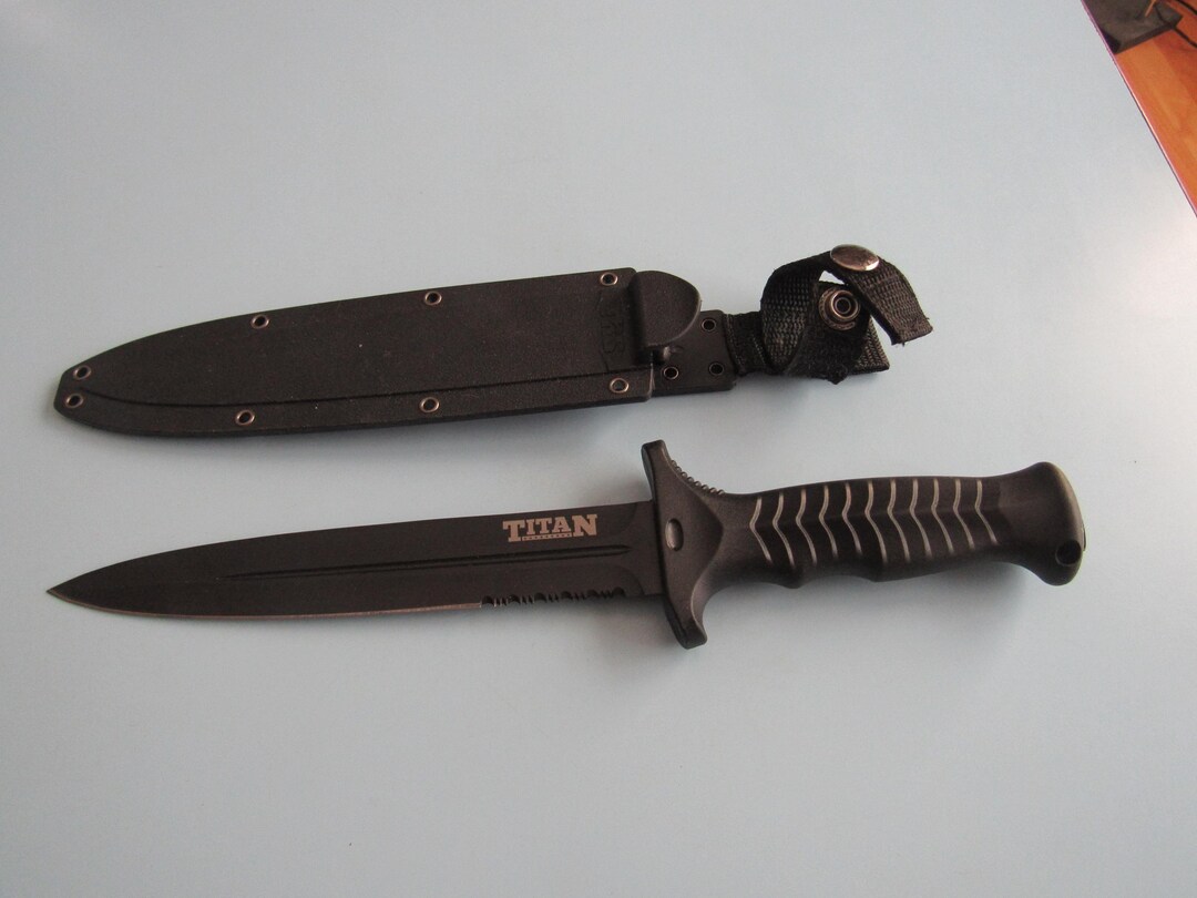 Vintage TRS Titan Fixed Blade Survival Knife With Sheath Dagger Free ...