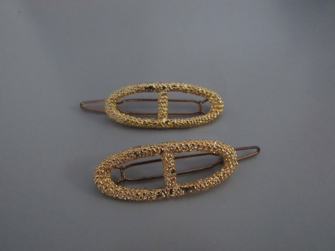 Lot of 2 Vintage Gold Tone Hair Barrettes Free Shipping - Etsy