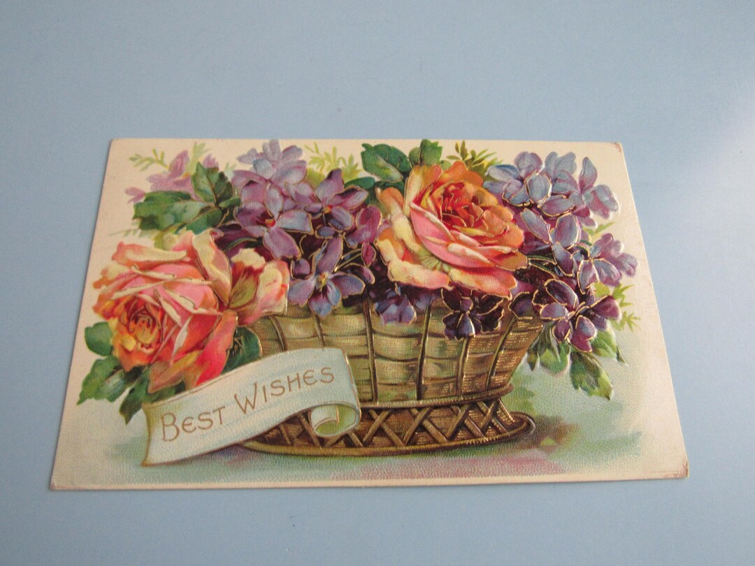 Vintage Best Wishes Postcard Post Card Used Free Shipping - Etsy