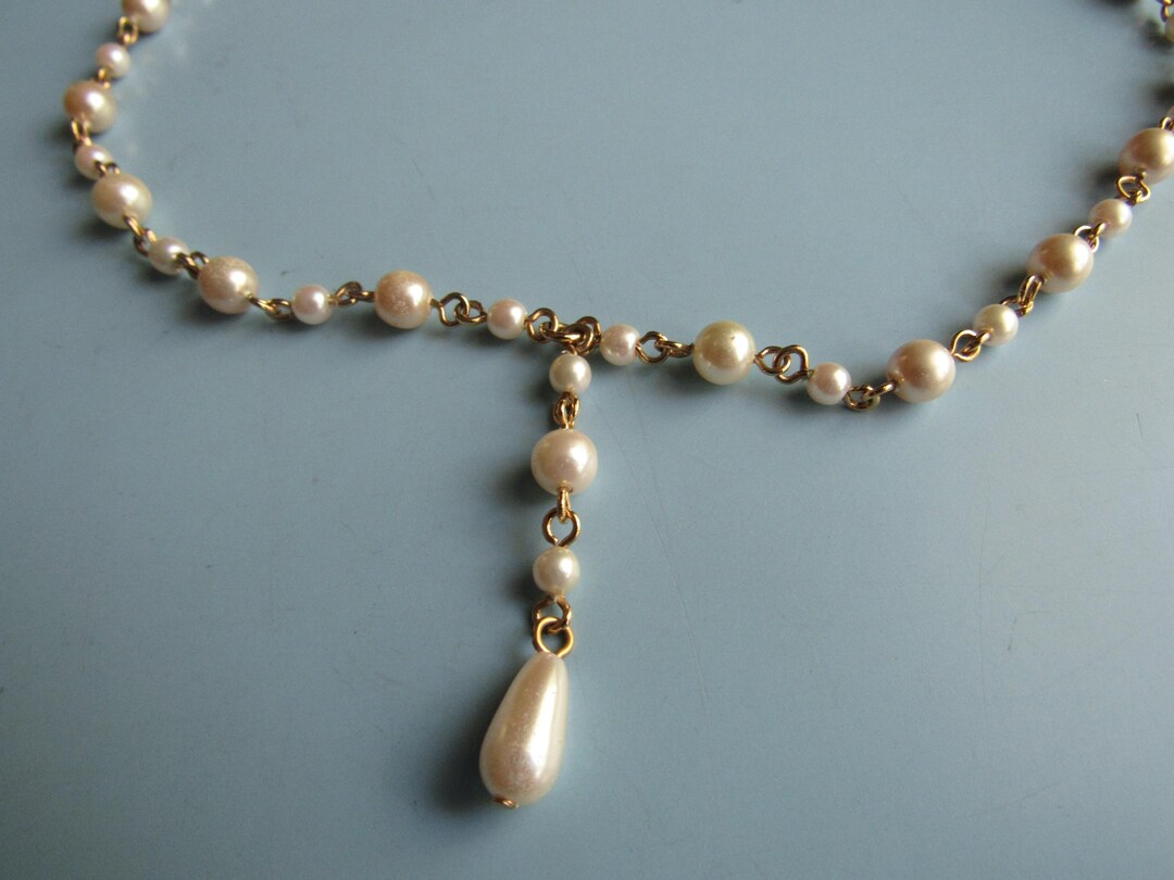 Vintage Lci Gold Tone Faux Pearl Necklace Free Shipping - Etsy