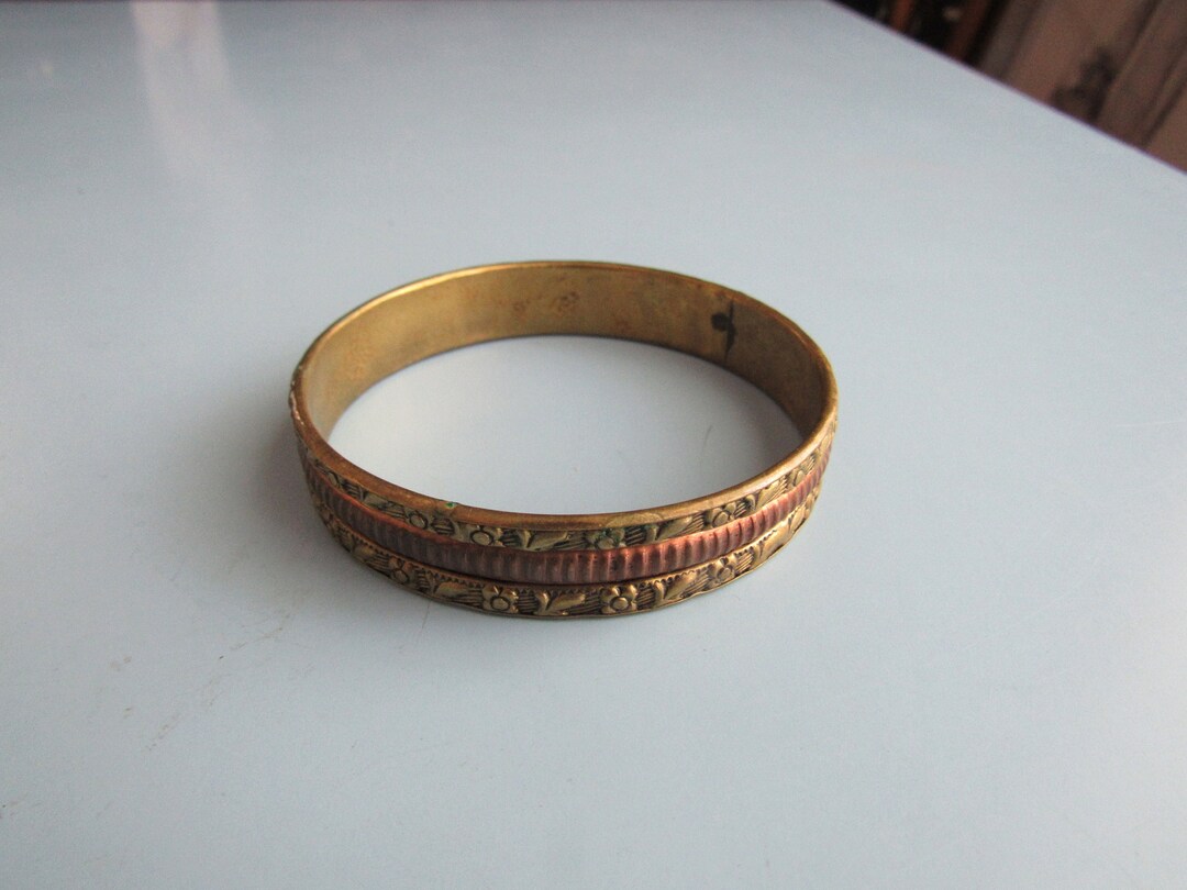 Vintage Brass Copper Bangle Bracelet Free Shipping - Etsy