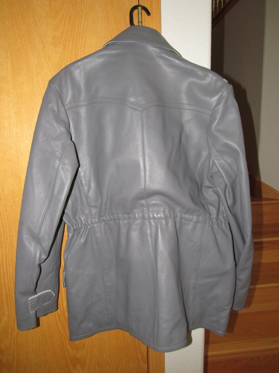 Vintage East German Military Surplus Gray Leather Jac… - Gem