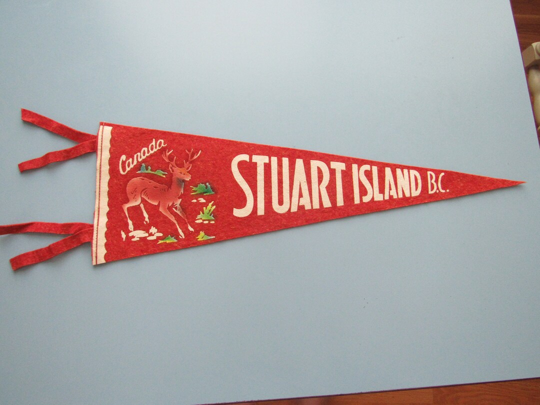 Vintage Stuart Island B.C. Canada Felt Pennant British Columbia Free ...