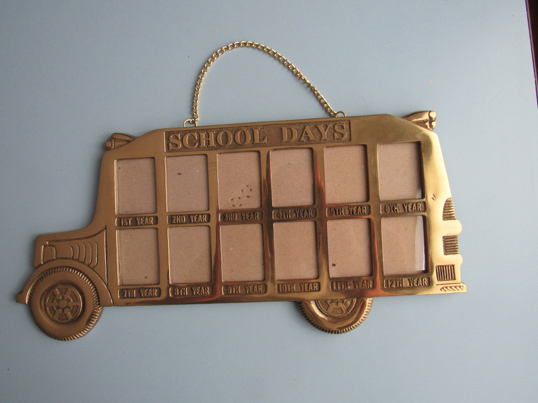 Vintage Brass School Days Picture Frame School Bus Penco 1988 Free ...