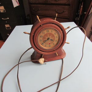 Vintage Seth Thomas Ship's Wheel Electric Clock Works Helm Free ...