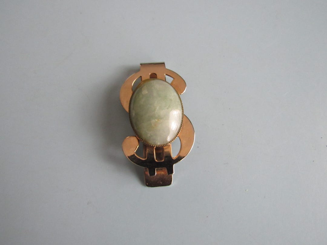 Vintage Gold Tone Dollar Sign Money Clip With Pale Green Stone Free ...