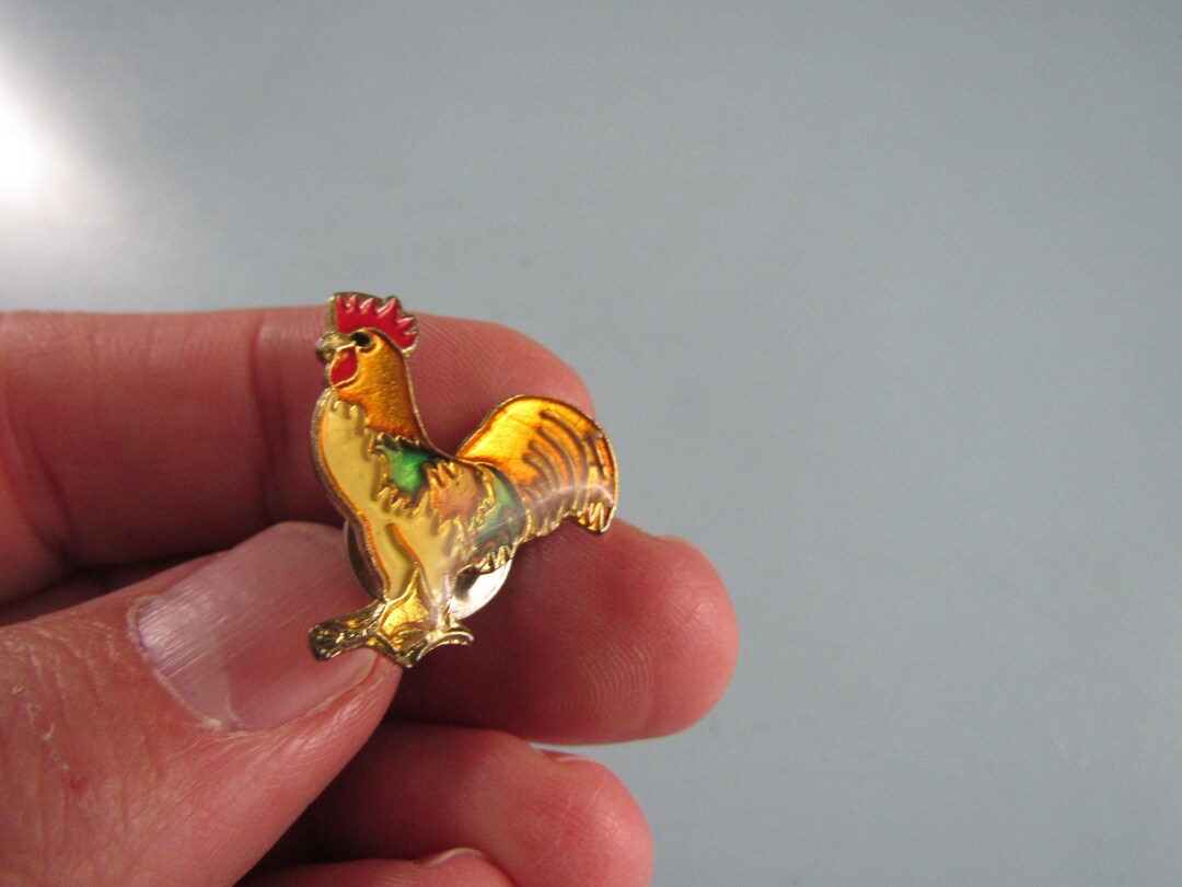 Vintage Enamel Rooster Pin Free Shipping - Etsy