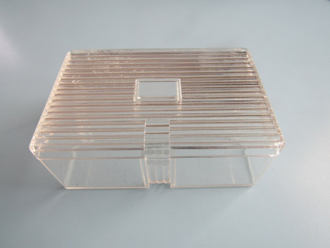 Vintage Clear Plastic Hinged Trinket Box Free Shipping - Etsy