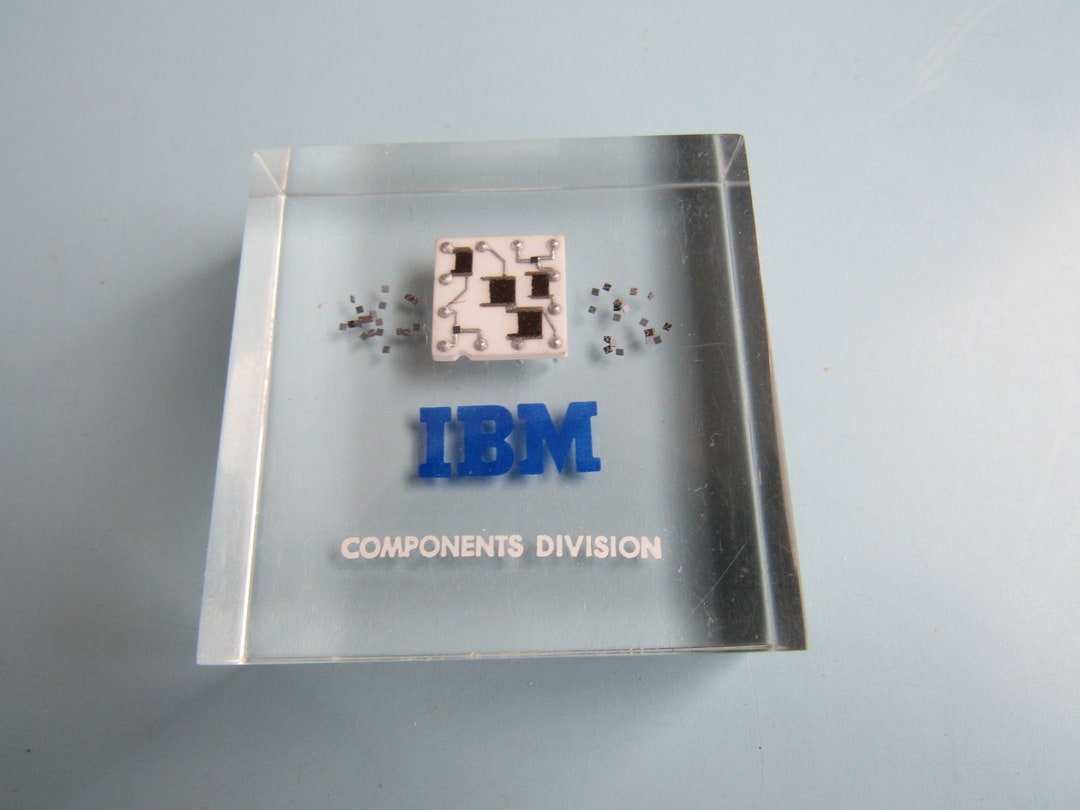 Vintage IBM Components Division Computer Chip Lucite Paperweight Free ...