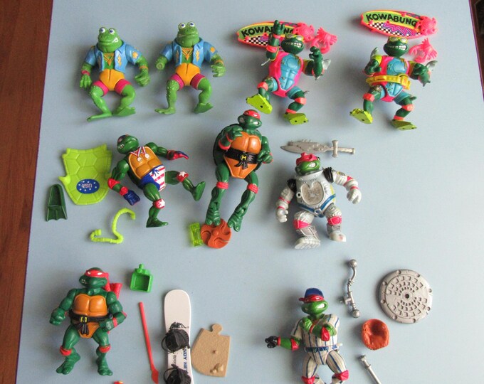 Lot of 9 Vintage Teenage Mutant Ninja Turtles TMNT Figures 1980s 1990s ...