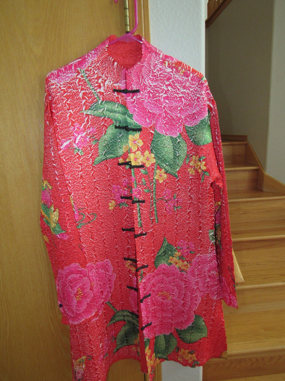 Vintage Asian Silk or Satin Floral Jacket Free Shipping - Etsy