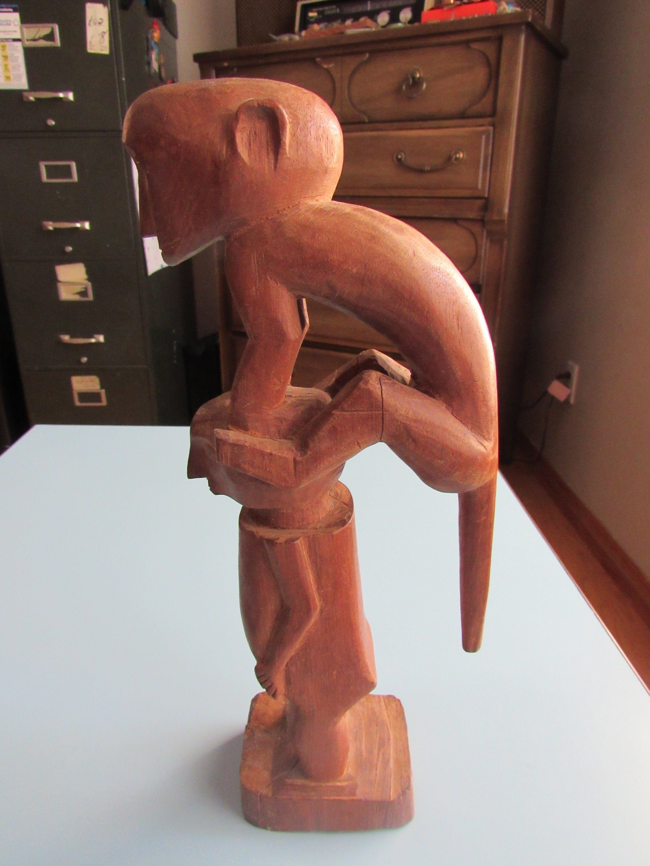 Vintage Carved Wooden Monkey Statue Free Shipping - Etsy