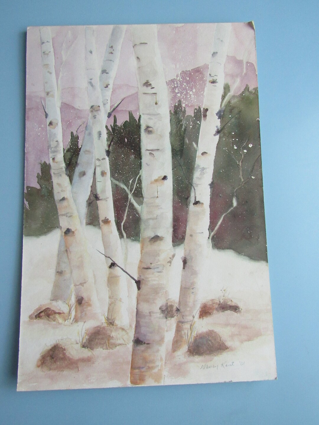 Aspens Watercolor Painting by Nancy Kent 2001 Free Shipping - Etsy