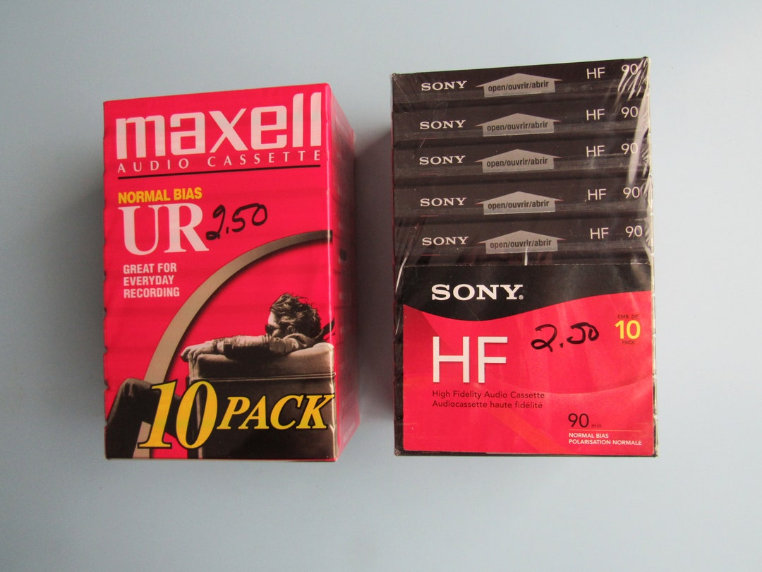 Vintage Lot of 2 Packages Blank Cassettes Sony Maxell 20 Cassettes New ...