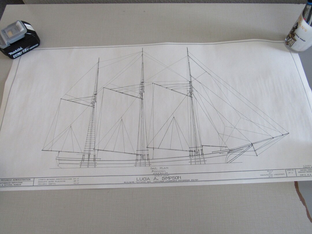 Lot of Vintage Lucia A. Simpson Ship Vessel Blueprints Historic ...