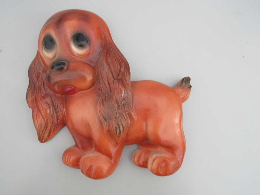 Vintage Chalkware Cocker Spaniel Dog Plaque Wall Hanging Free Shipping ...