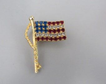 Rhinestone Flag Pin - Etsy