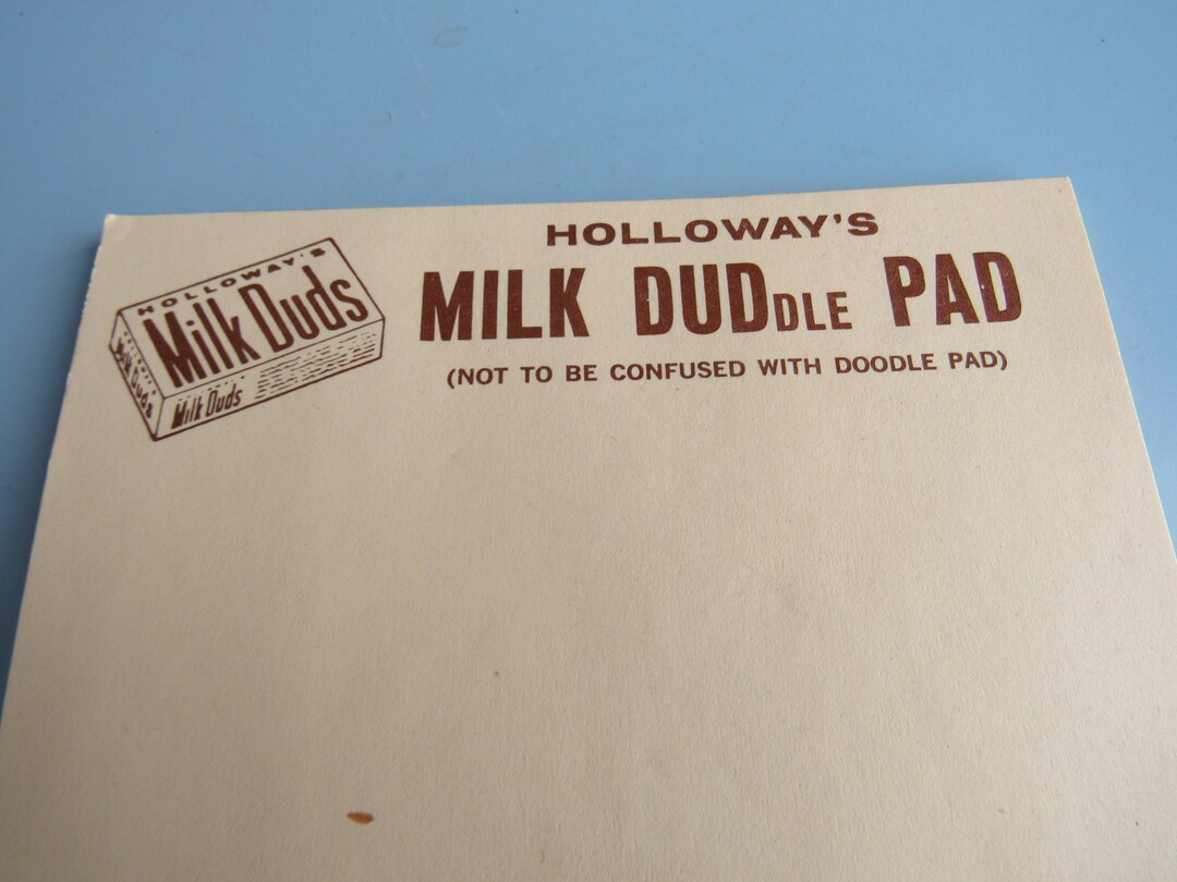 Vintage Holloway's Milk Duddle Pad Milk Duds Notepad Free Shipping - Etsy