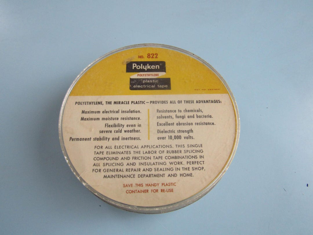 Vintage Polyken No. 822 Plastic Electrical Tape in Original Container ...