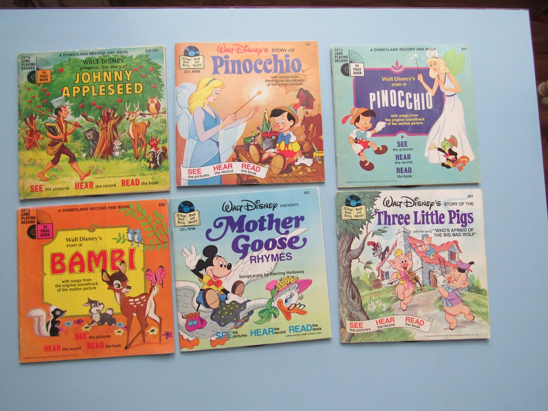 Lot of 6 Vintage Walt Disney Books and Records Free Shipping - Etsy