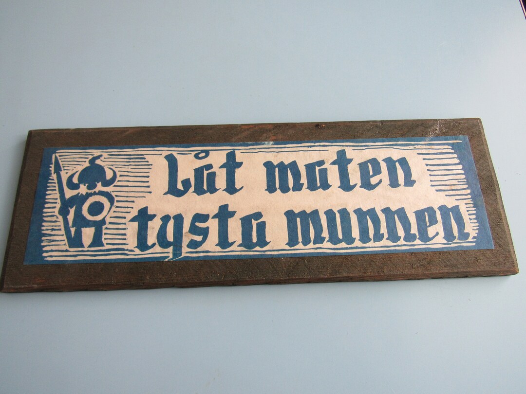 Vintage Swedish Saying Sign Plaque Let the Food Hush Your Mouth Free ...