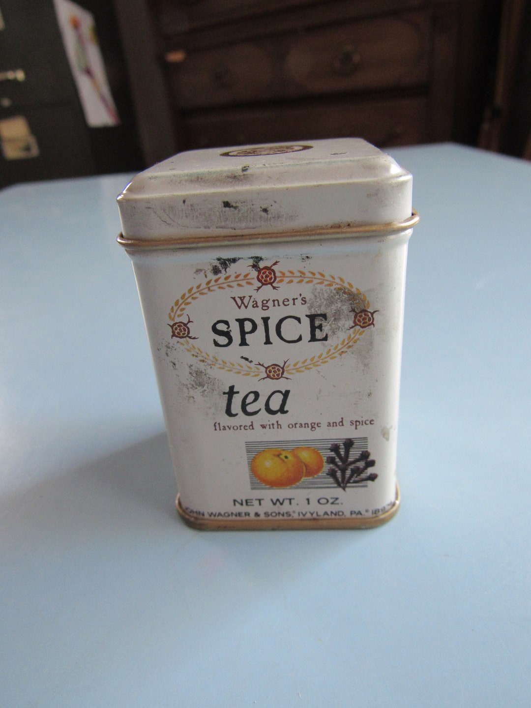 Vintage Small Tin Lithograph Wagner's Spice Tea Canister Free Shipping ...