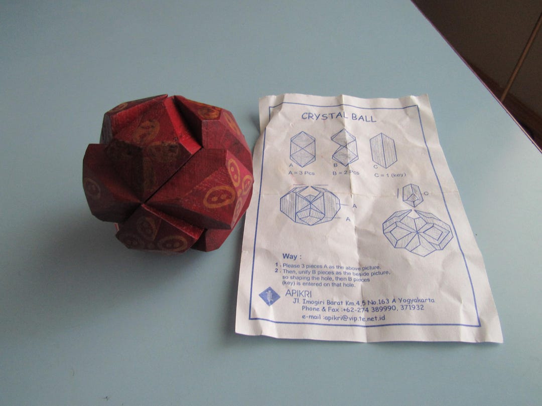 Vintage Wooden Crystal Ball Puzzle Indonesia Free Shipping - Etsy